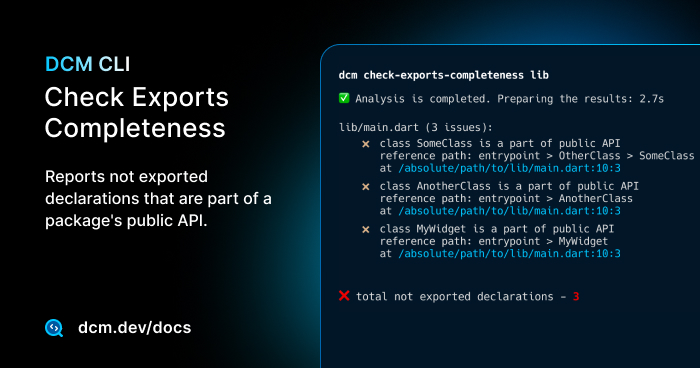 Check Exports Completeness | DCM - Code Quality Tool for Flutter Developers