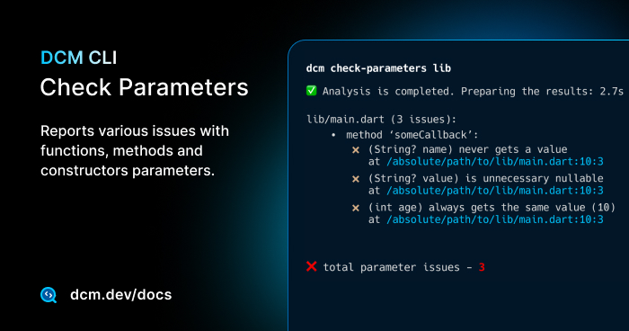 Check Parameters Dcm Code Quality Tool For Flutter Developers